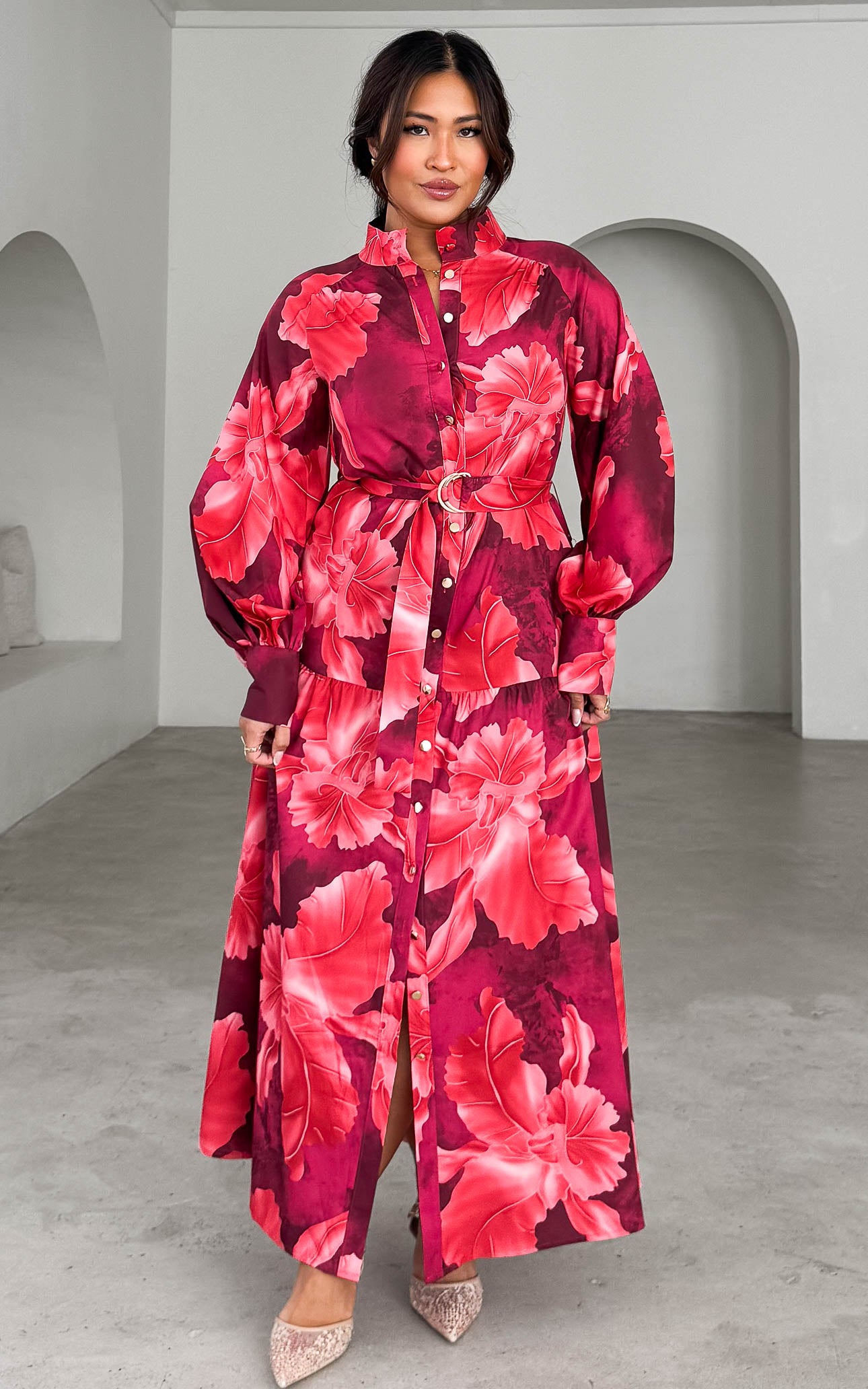 Cardelli Maxi Dress - Red Wine Floral – By Amica