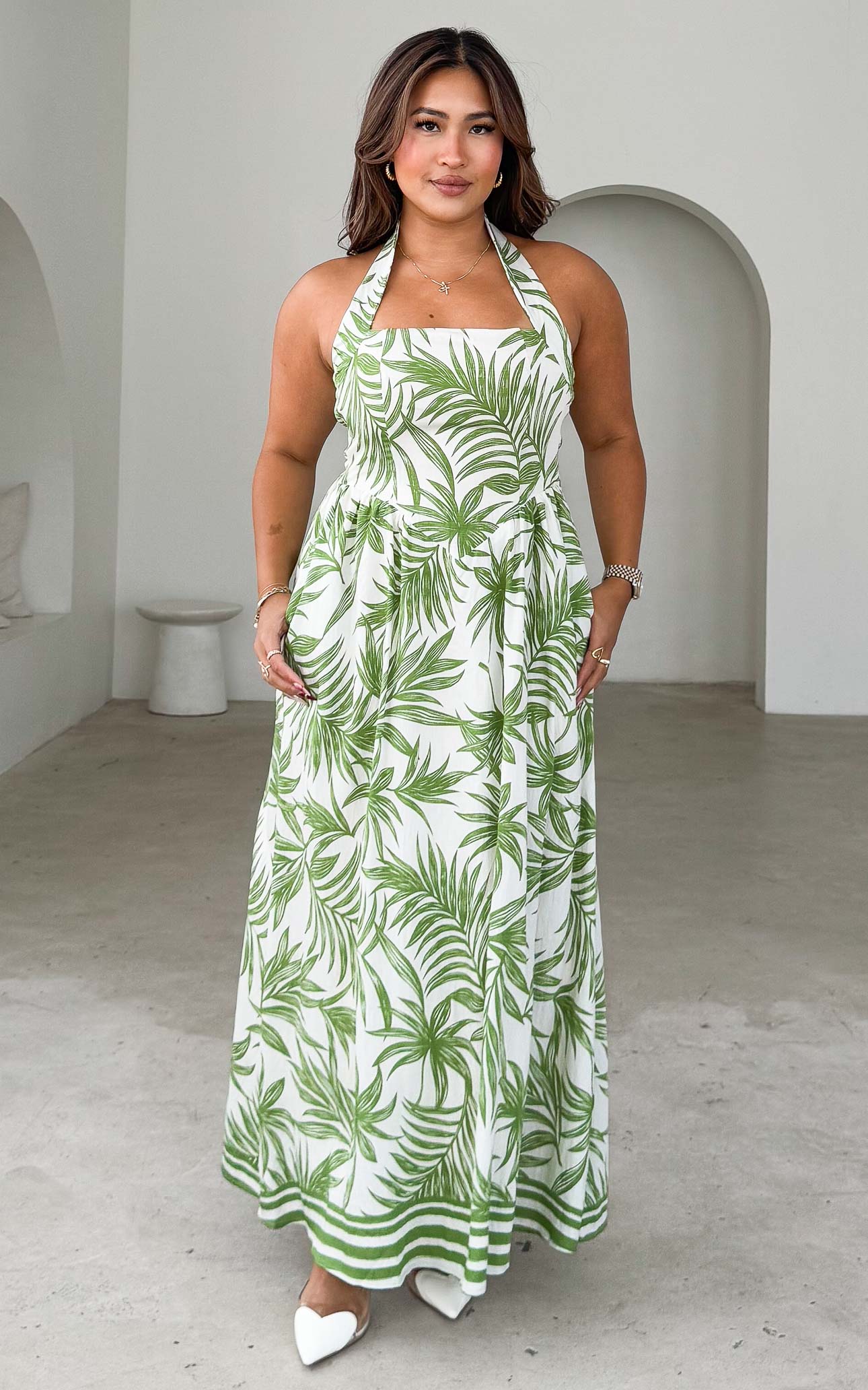 Lyra Maxi Dress - Green Leaf Print – By Amica