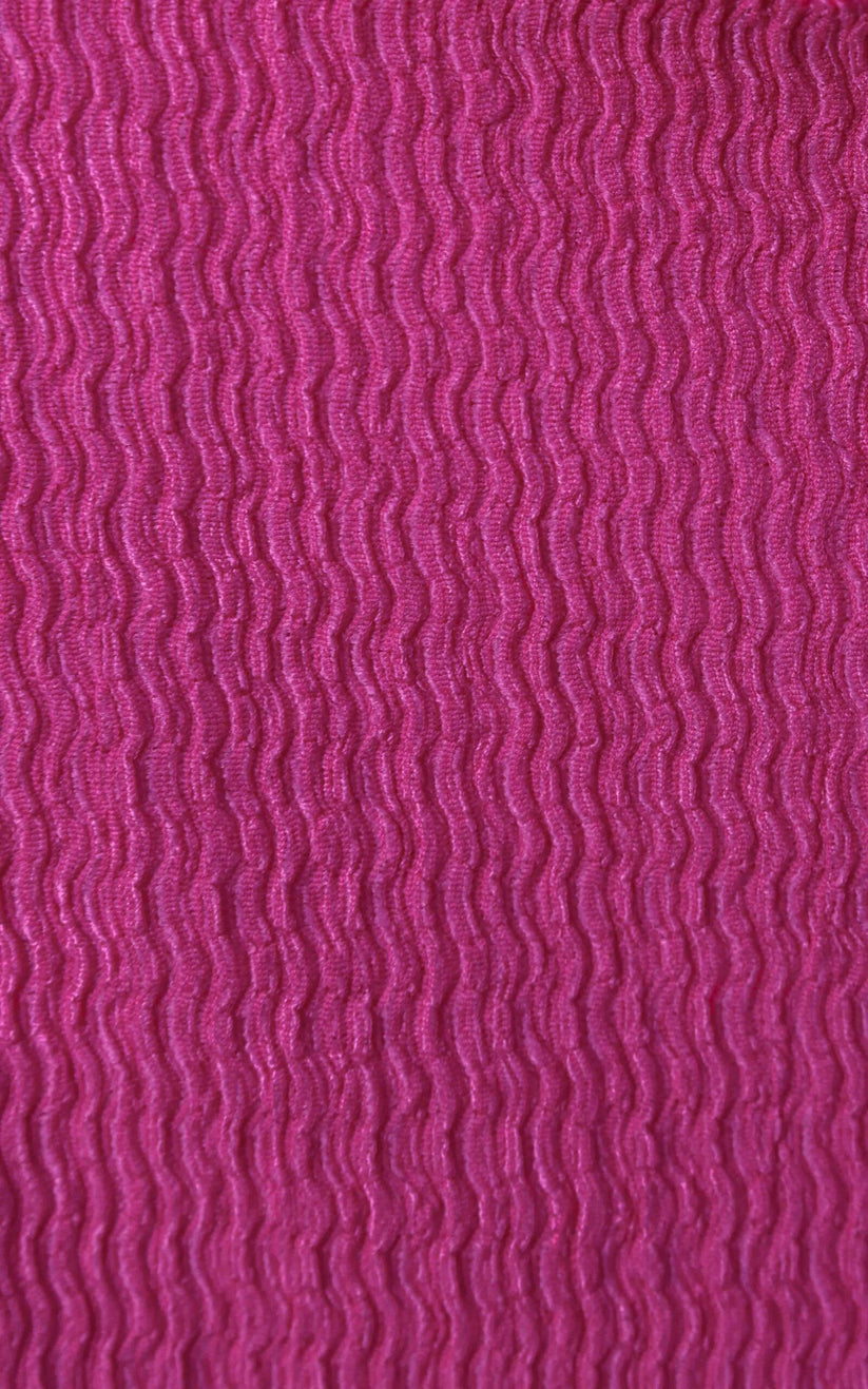 ZIMI ONE SHOULDER LONG SLEEVE RUCHED BODYCON MINI DRESS - PINK TEXTURE ...